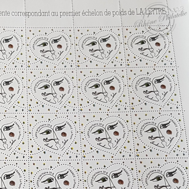 FRANCE FEUILLE DE TIMBRES POSTE SAINT VALENTIN N°4128 composée de 3...