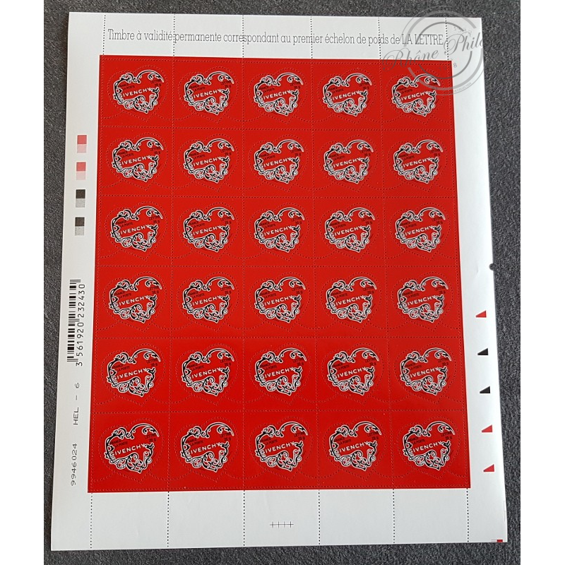 FRANCE FEUILLE DE TIMBRES POSTE SAINT VALENTIN N°3996 composée de 3...
