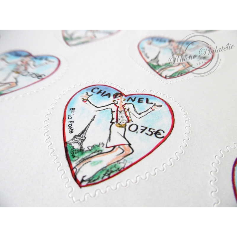 FRANCE FEUILLE DE TIMBRES-POSTE AUTOADHESIFS SAINT-VALENTIN 39 comp...