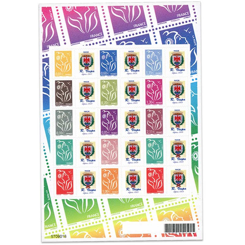 FEUILLE TIMBRES PERSONNALISES F4048P de 15 timbres poste autoadhési...