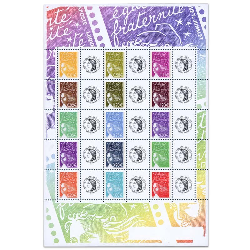 FRANCE LOT DE 12 FEUILLES DE TIMBRES POSTE PERSONNALISES attenant à...