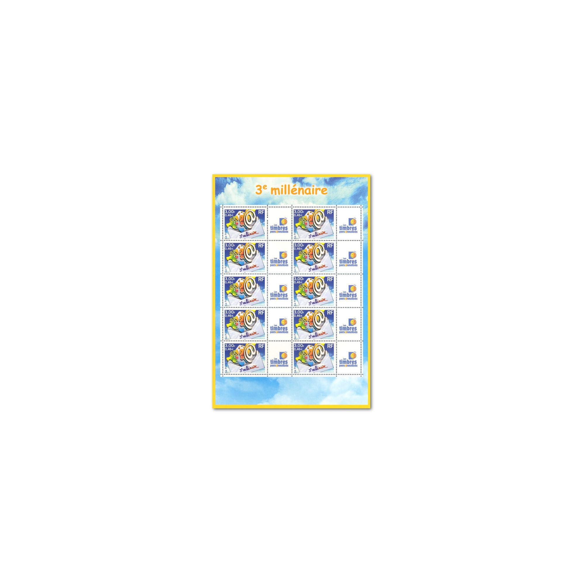 FEUILLE TIMBRES PERSONNALISES (3365B) composée de 10 timbres poste ...