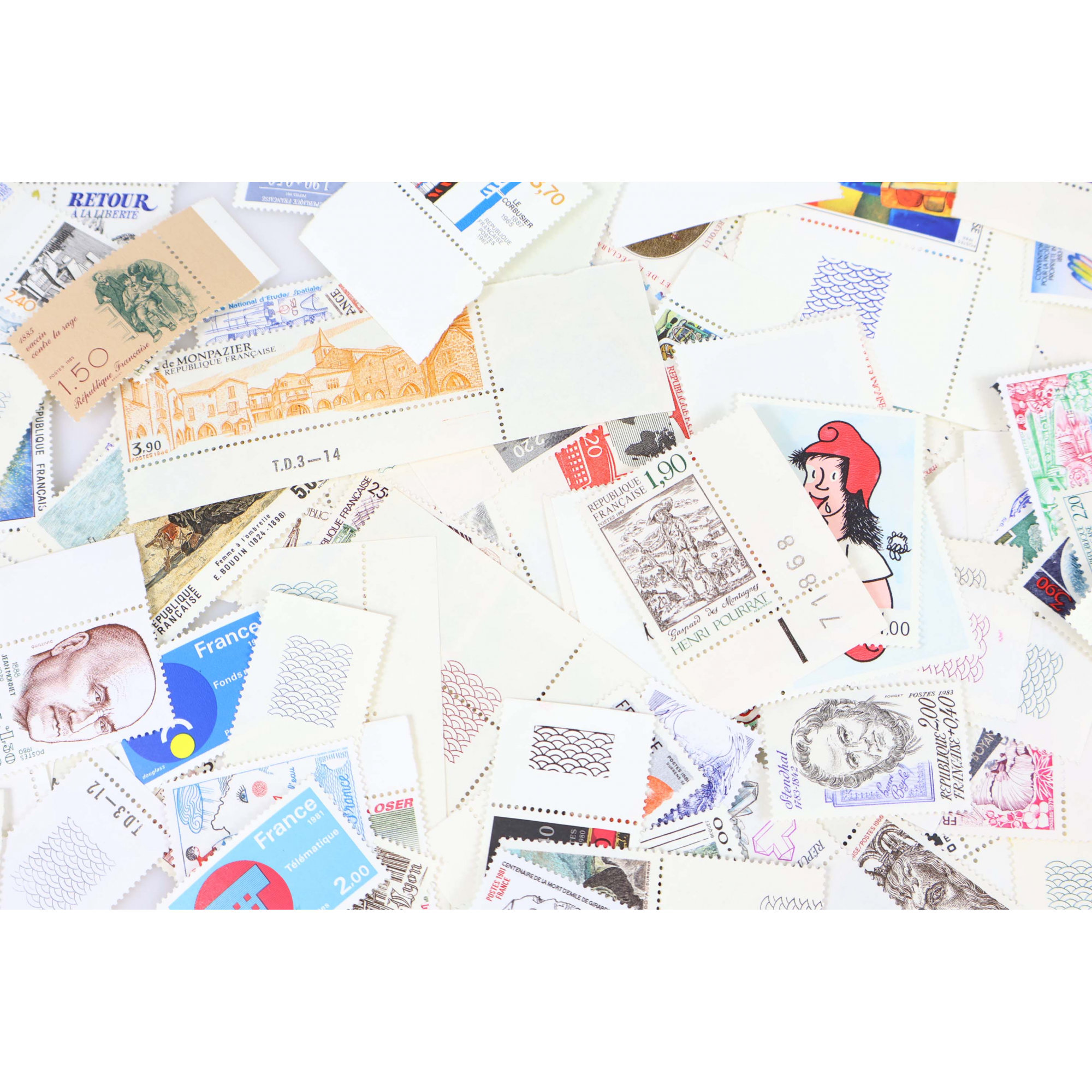 LOT TIMBRES DE FRANCE FACIALE 1227 FRANCS TIMBRES NEUFS** TOUTES VALEURS